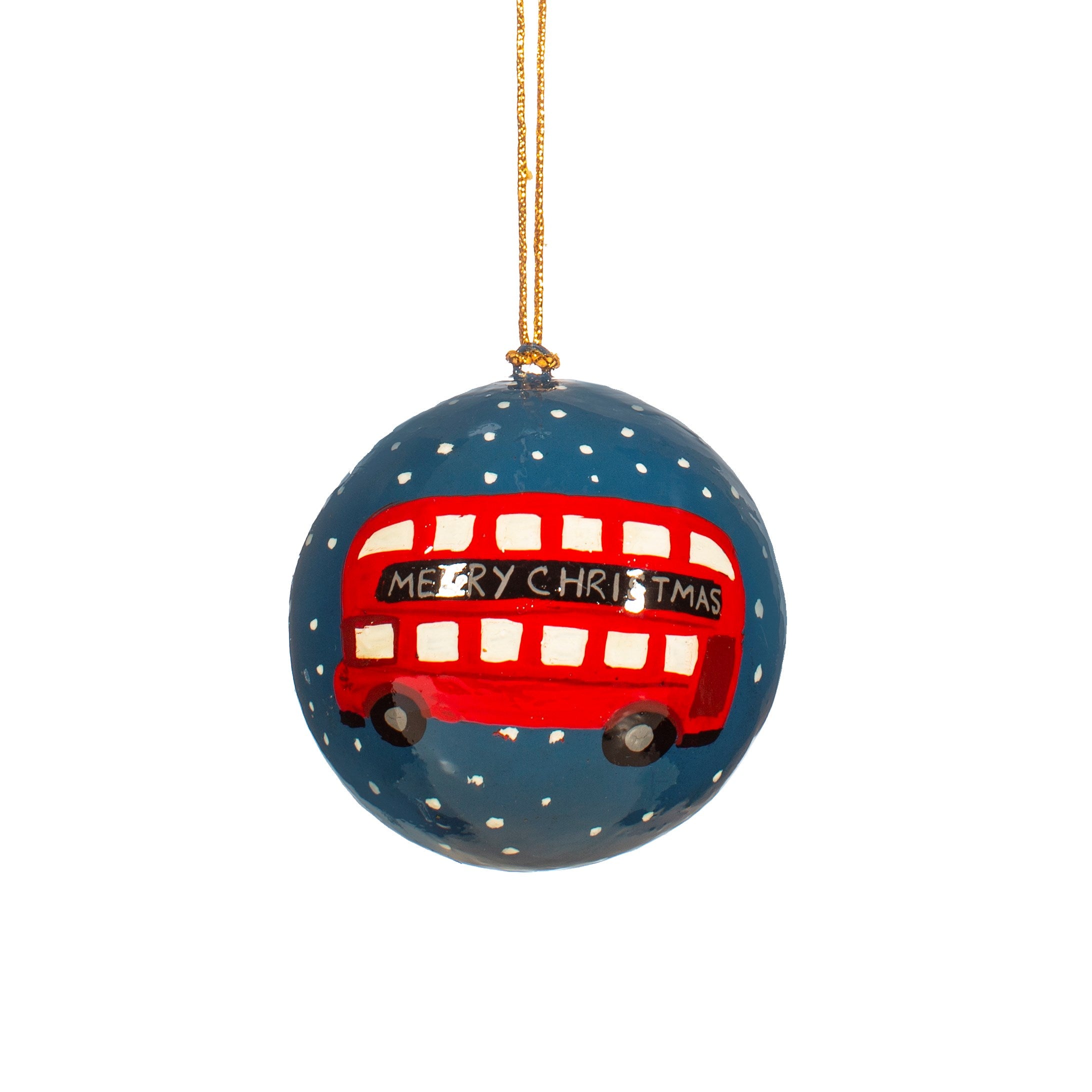 Festive London Bus Papier-mâché Christmas Tree Bauble – Cirencester ...